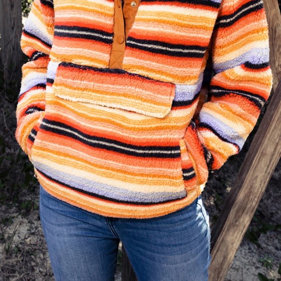 Sweaters | Multicolor Striped Sherpa Sweatshirt | Poshmark
